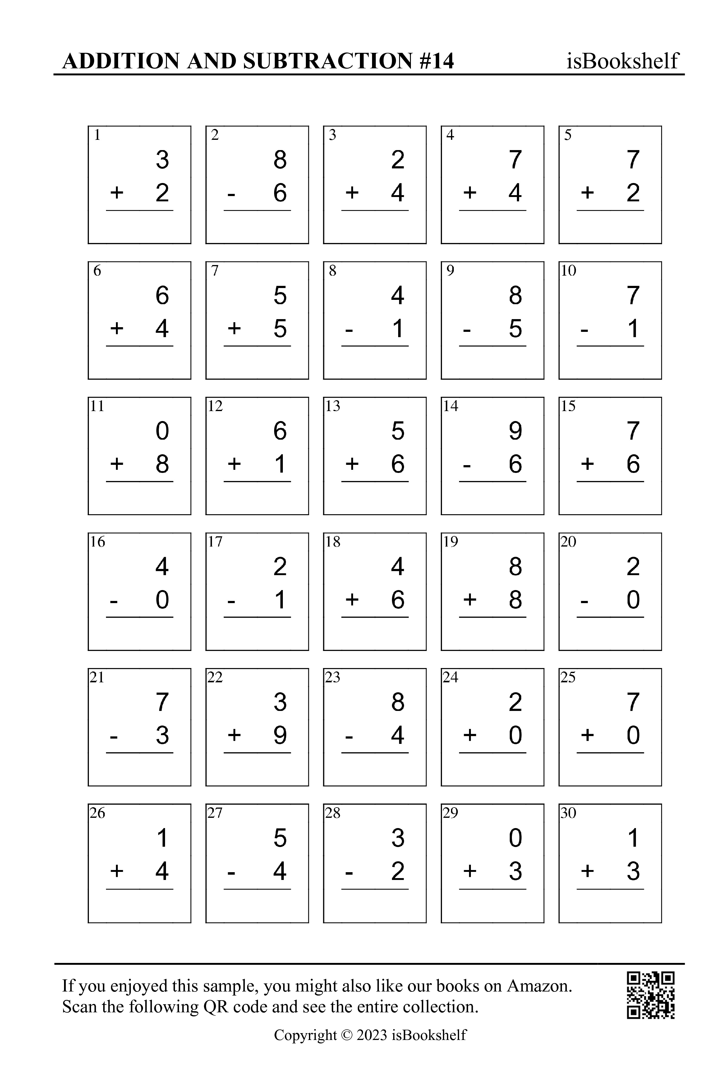 #14 – Single digit addition and subtraction worksheet - isBookshelf