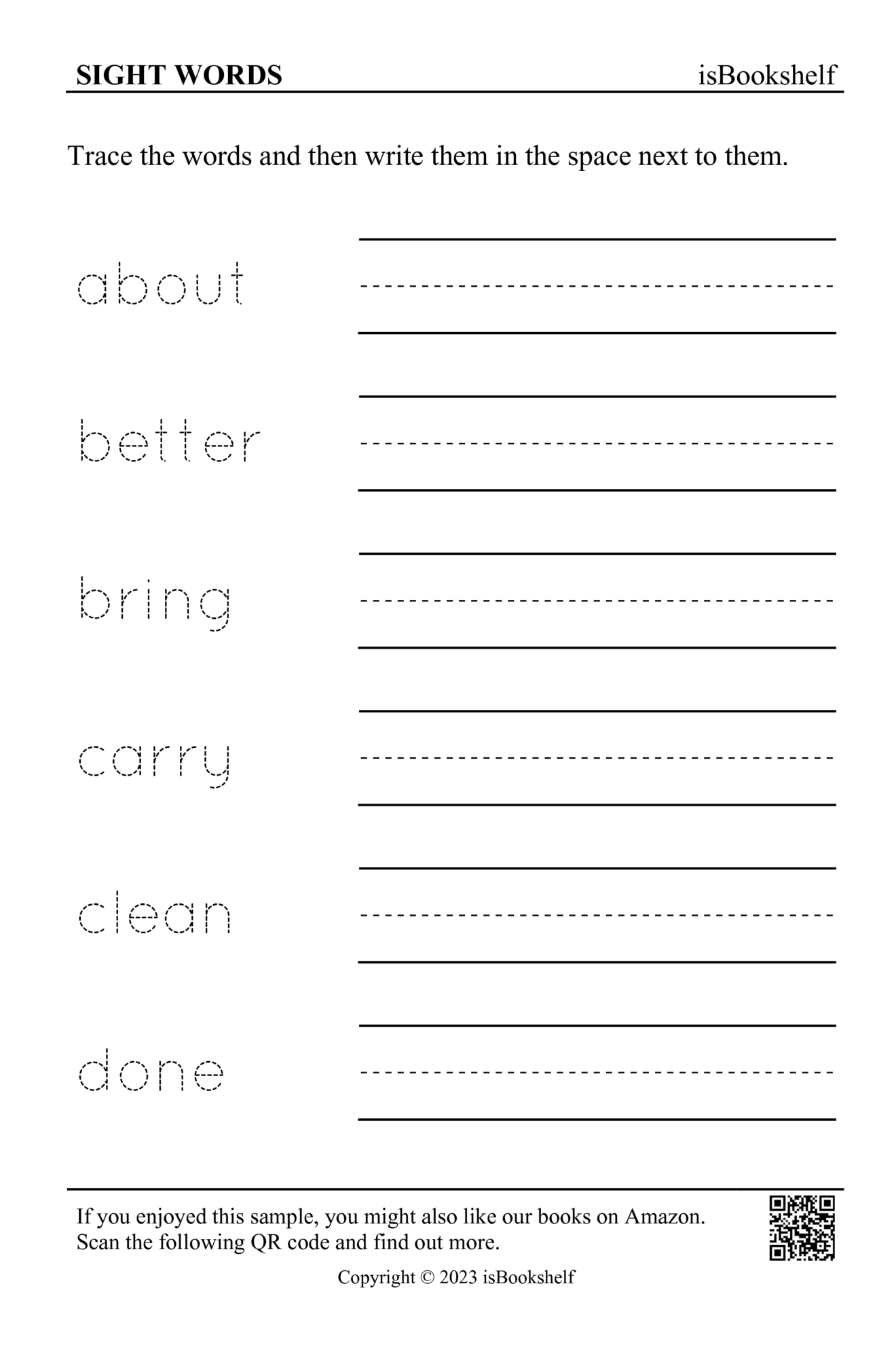 #01 – Tracing sight words worksheets - isBookshelf