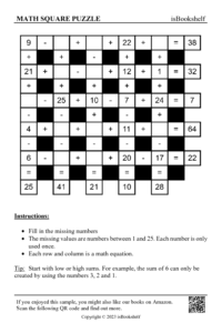#07 – Math square puzzle, addition and subtraction, intermediate level ...