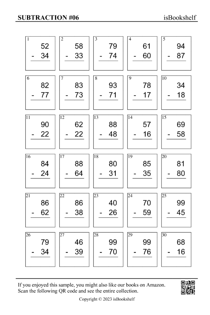 #06 – Double digit subtraction worksheet - isBookshelf