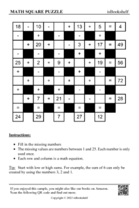 #01 – Math square puzzle, addition, subtraction and multiplication ...